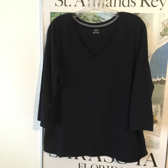 Rafaella | Tops | Rafaella 2x Tshirt 34 Sleeve Black Vneck | Poshmark